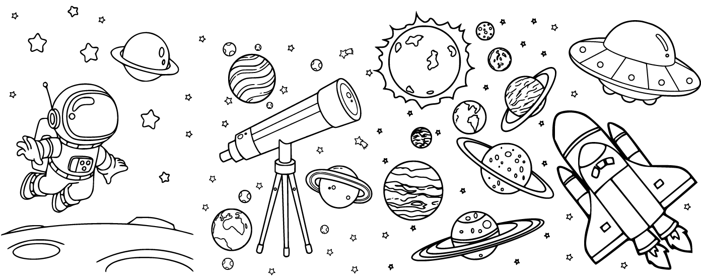 Large Colouring Sheet- Outer space themed – IdeaSHOP